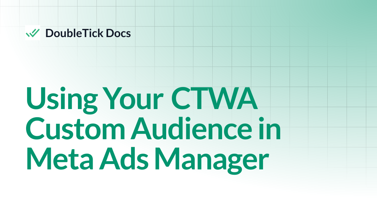 Using Your CTWA Custom Audience in Meta Ads Manager | DoubleTick Docs