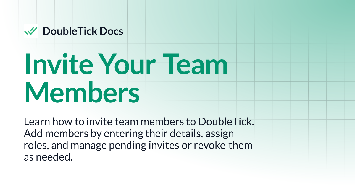 Invite Your Team Members | DoubleTick Docs
